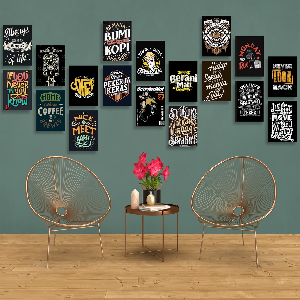 HIASAN DINDING (32Pcs) Wall Poster Quotes aesthetic Vintage Size A6 A5 ...