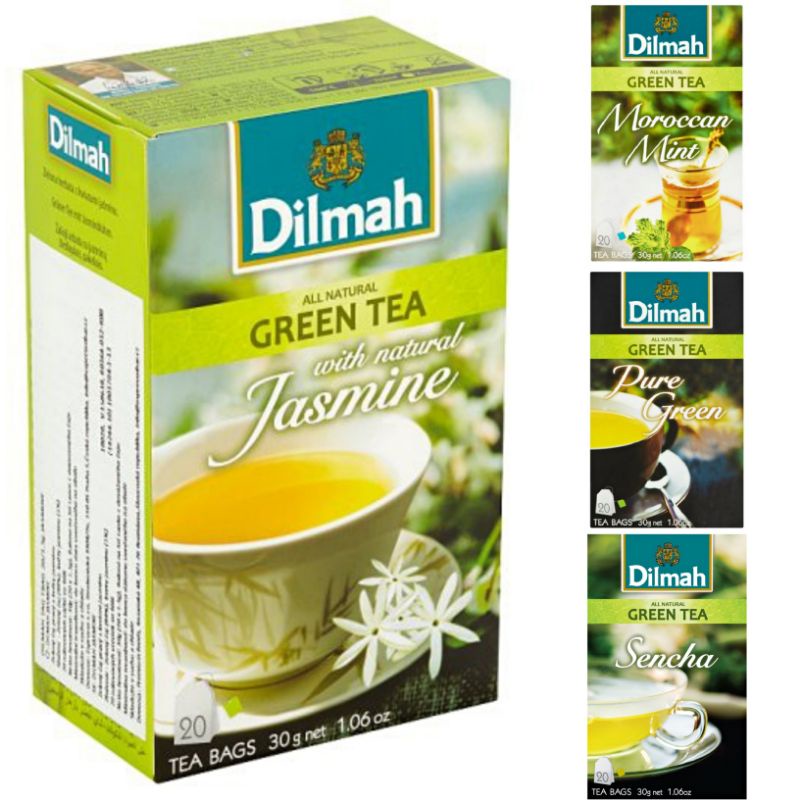 Dilmah Green Tea Natural Tea Teh sedap (Jasmine / Pure Green Tea ...