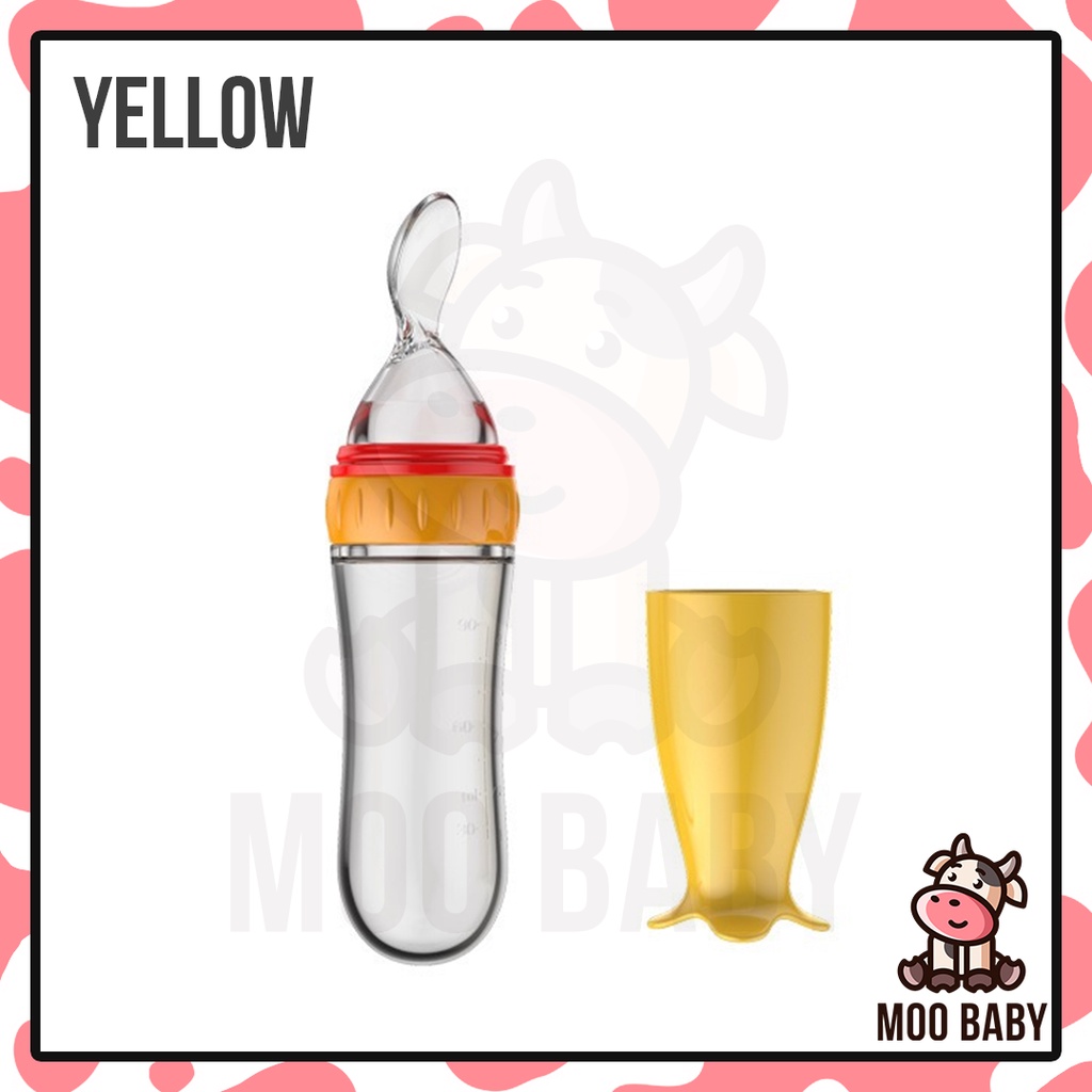 Moo Baby Squeeze Feeder with Cover Baby Feeding Spoon Feeder Baby Food ...