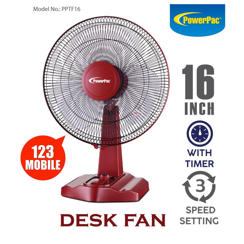 PowerPac, Fan, Portable Fan, Desk fan, 16 inch (PPTF16) | Shopee Malaysia