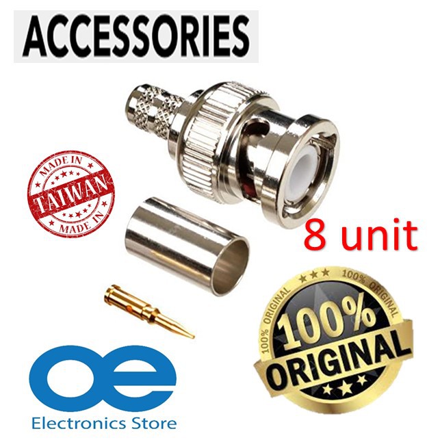 CCTV BNC RG6 High Quality Crimp Type Male Bnc Connector ( 8 unit ) | Shopee Malaysia