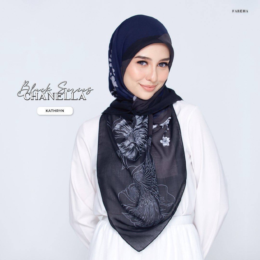 FAREHA hijab Tudung Bawal Black Series SE chiffon chanella cotton Anti ...