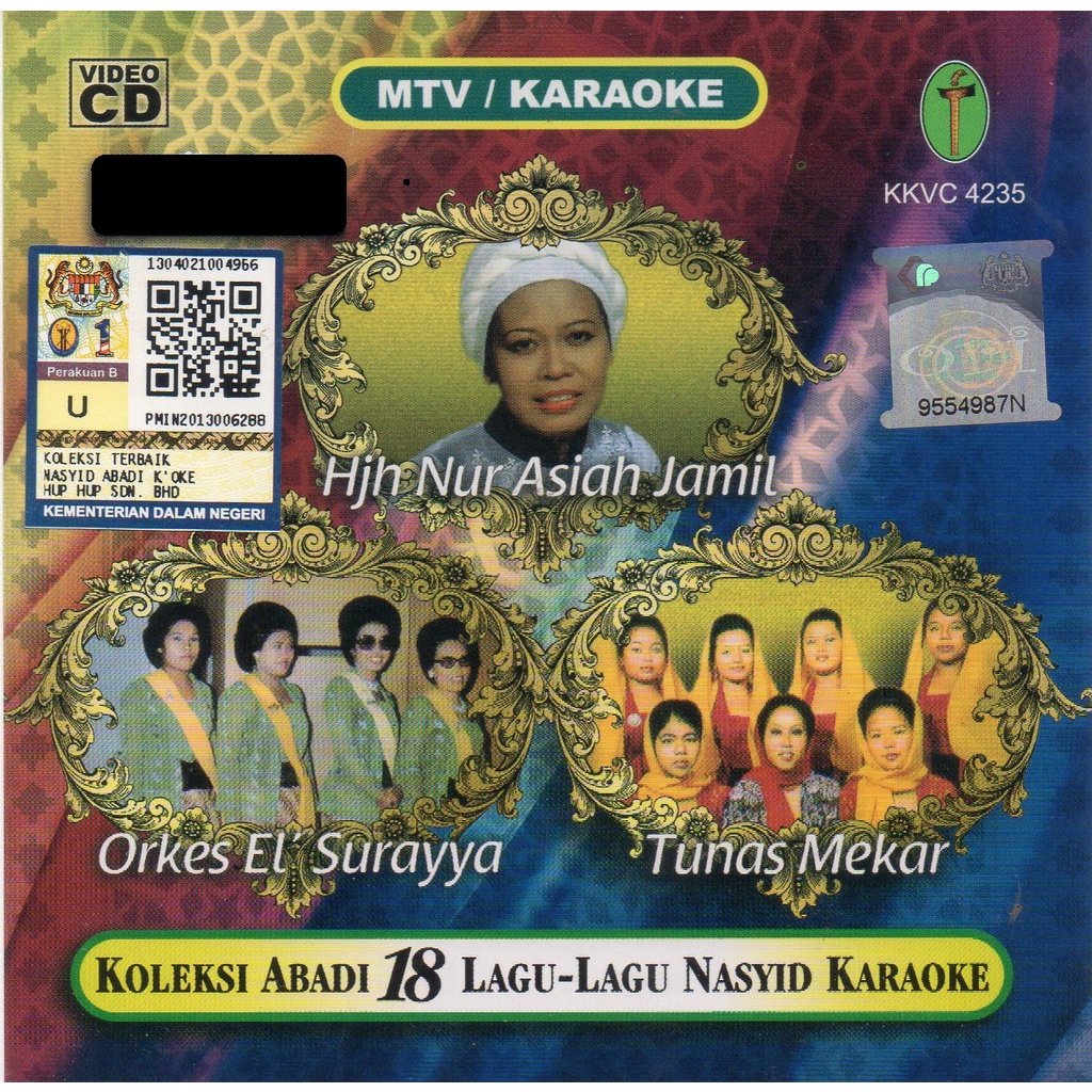 (VCD KARAOKE) HAJJAH NUR ASIAH JAMI & ORKES EL SURAYYA & TUNAS MEKAR - KOLEKSI ABADI 18 LAGU ...