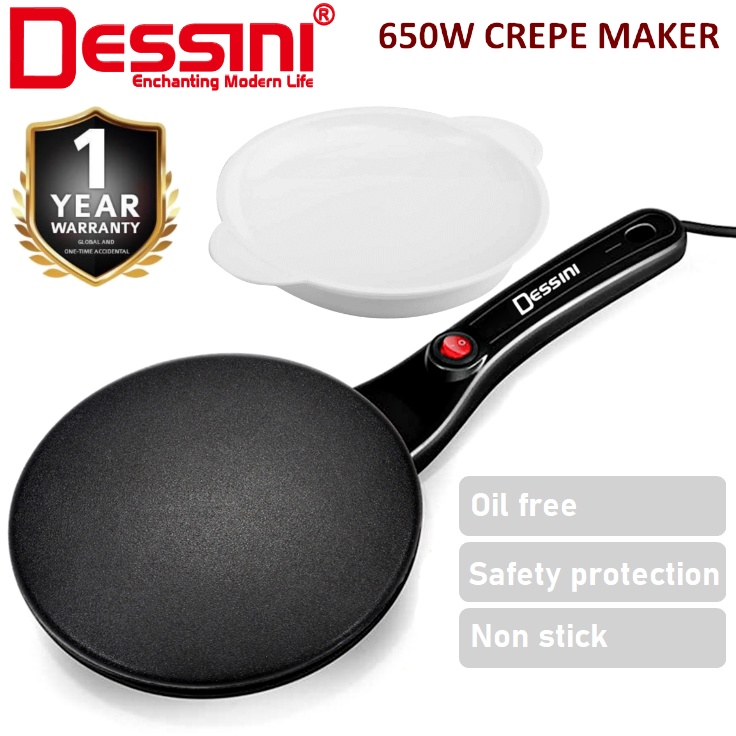 DESSINI ITALY Electric Crepe Pizza Pancake Spring Roll Roti Jala Maker ...