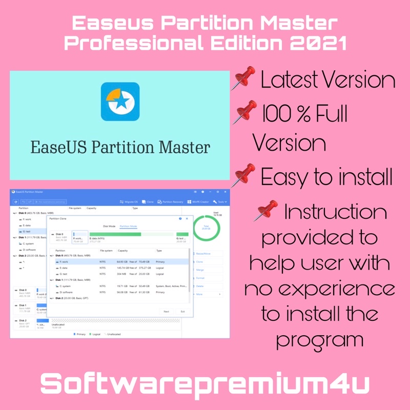 Easeus Partition Master Professional Edition (2021) | Shopee Malaysia