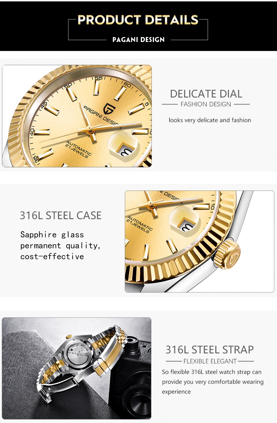 【100% Genuine】PAGANI DESIGN Men's Mechanical Watch Top Brand Luxury ...