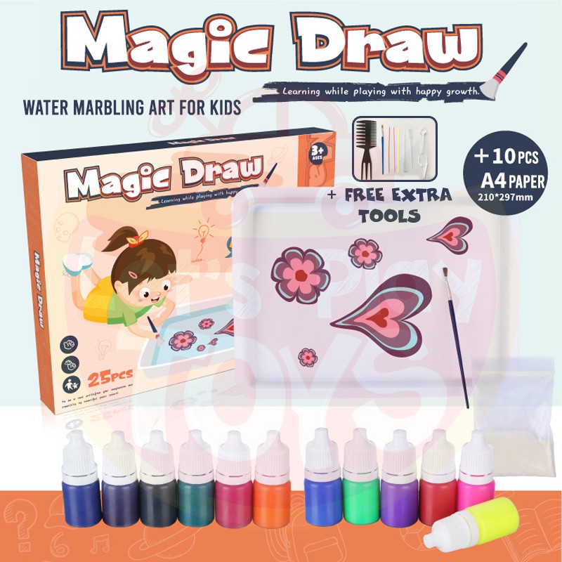 Magic Draw Water Marbling Paint Kit DIY Art Gift for Kids | Shopee Malaysia