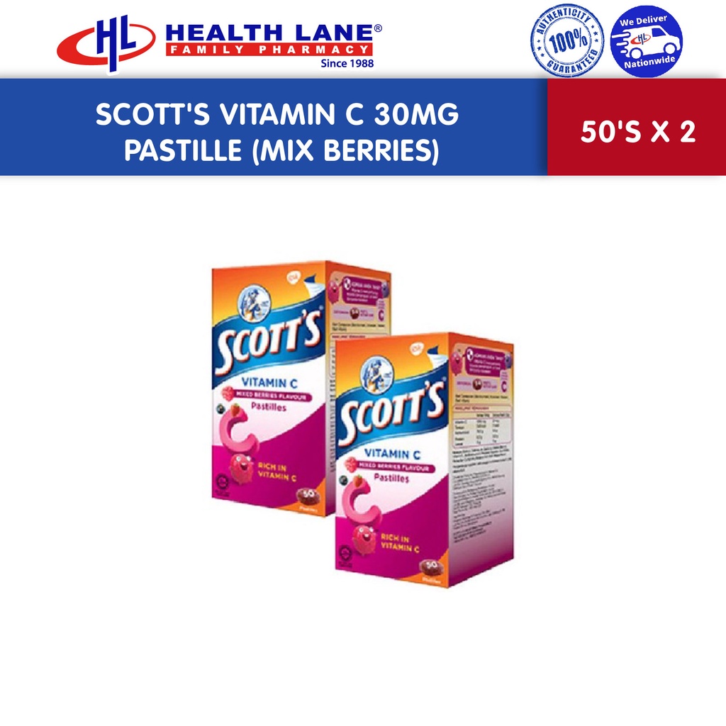 Scott's Vitamin C Pastille - Mix Berries (30mg x 50's x 2) | Shopee ...