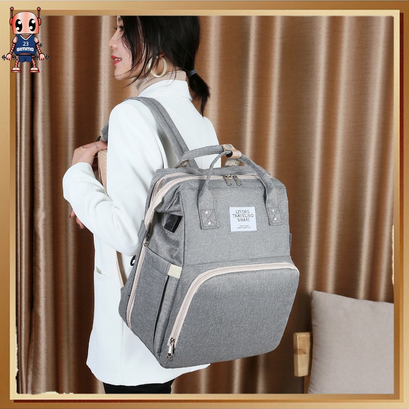 Gimmo Portable Folding Bed Backpack Multi Function Diaper Bag Mommy Bag | Shopee Malaysia
