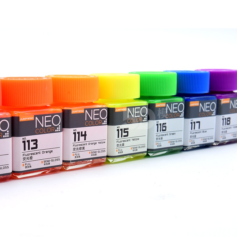 Jumpwind Fluorescent Neo Color 111-118 Semi-Gloss Paint Gundam Painting ...