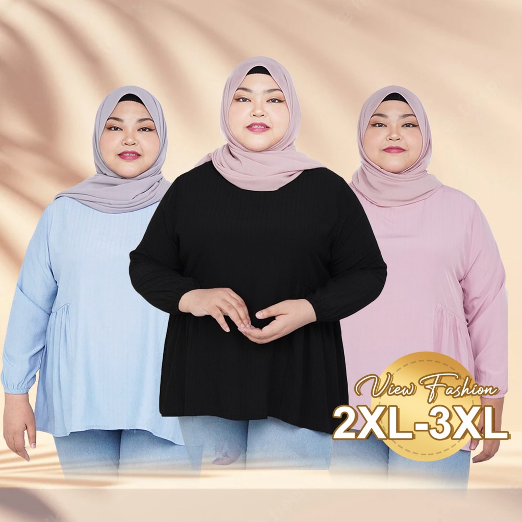 [VIEW] 2XL-3XL PLUS SIZE MUSLIMAH BLOUSE KIRANA PEPLUM 21179C | Shopee ...