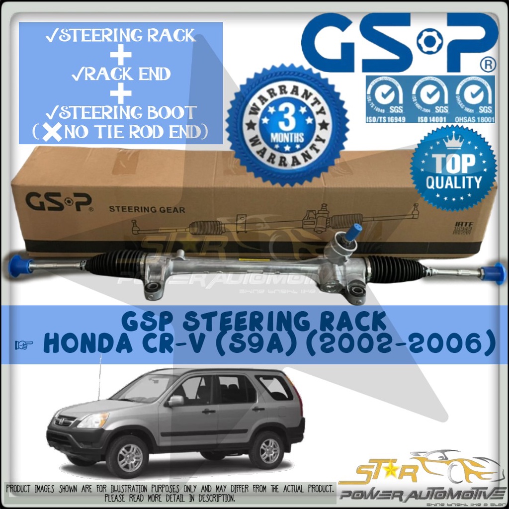 GSP Honda CR-V Crv S9A (2002-2006) Power Steering Gear Rack Assy Set ...