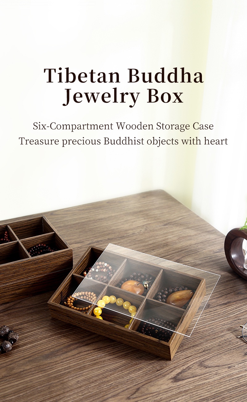 Casegrace Wooden Buddhist Jewelry Organizer Box with Lid Buddha Pendant ...