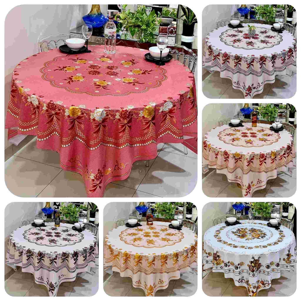 Alas Meja Bulat 6 Kerusi & 8 Kerusi Korean 3D PVC Metalic READY STOCK ...