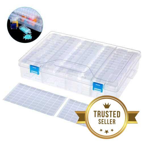Clear Plastic Diamond Storage Box with Compartment 112 Pack Transparent ...