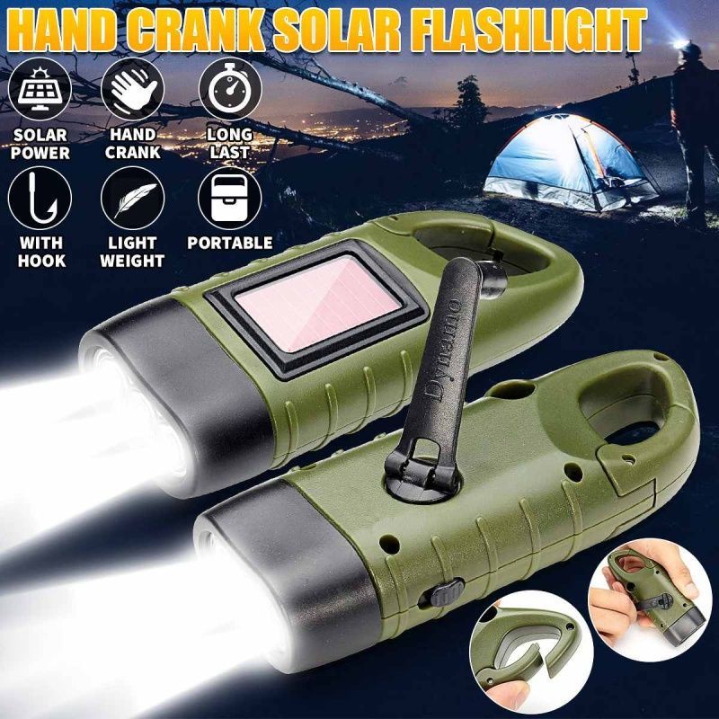 Solar Flashlight Emergency Hand Crank LS015 Dynamo Rechargeable LED ...
