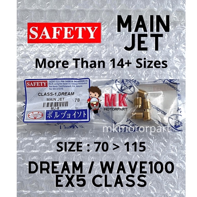 SAFETY MAIN JET Honda CLASS1 / WAVE100 / EX5 CLASS / DREAM | Shopee ...