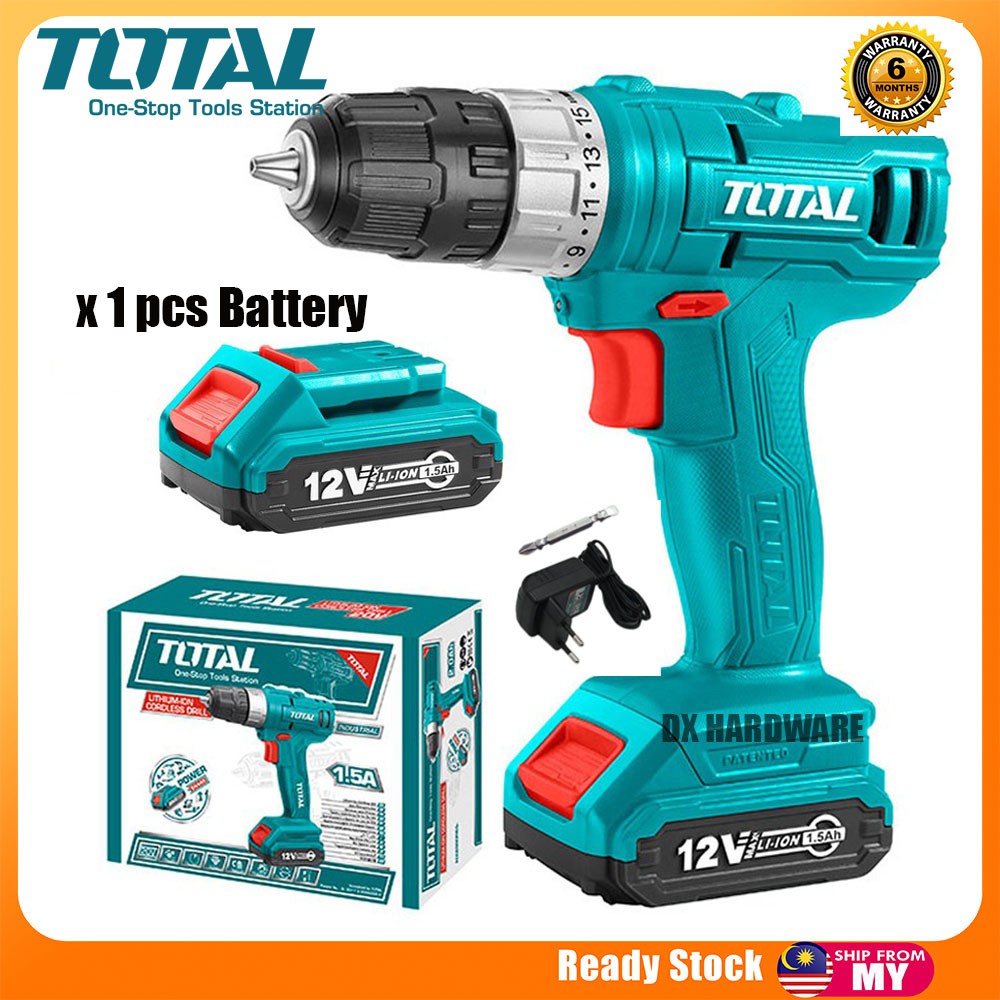TOTAL Lithium-Ion 12V Cordless Drill TDLI1211 | Shopee Malaysia