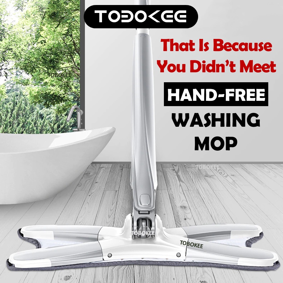 Most Trendy X-Shape Self-Twisting Lazy Mop with Microfiber Pad Mop ...