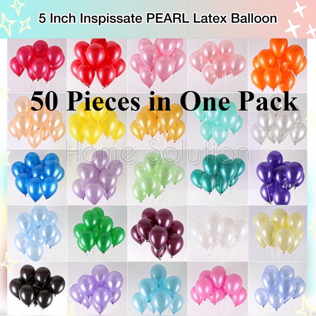 50 pieces 5 Inches Balloon Pearl Latex Colourful Ballon, Belon Pearl ...
