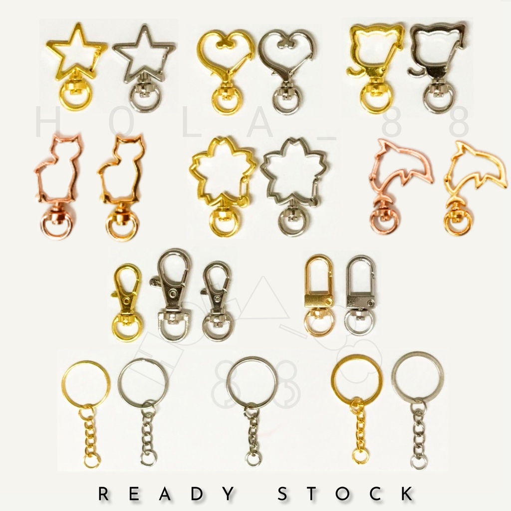 DIY Key Ring Keychain Silver/Gold Ring With Short Chain Rantai Kunci ...