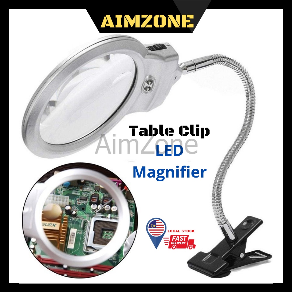 AimZone Kanta Pembesar Desktop Clip LED Magnifier Table Standing Hand ...