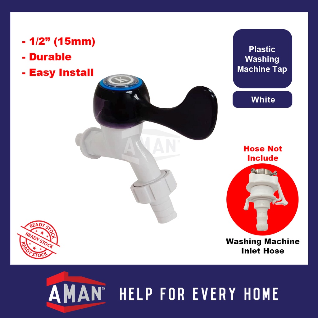 1/2" PVC Bib Water Tap Kitchen & Bathroom Sink Faucet Kepala Paip ...