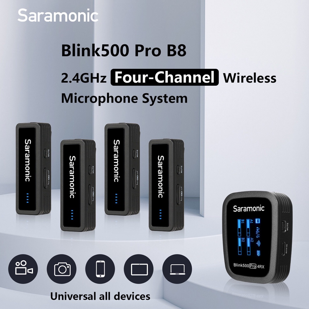 Saramonic Blink 500 Pro B8 Four-Channel 4 Person Wireless Microphone System For Camera PC ...