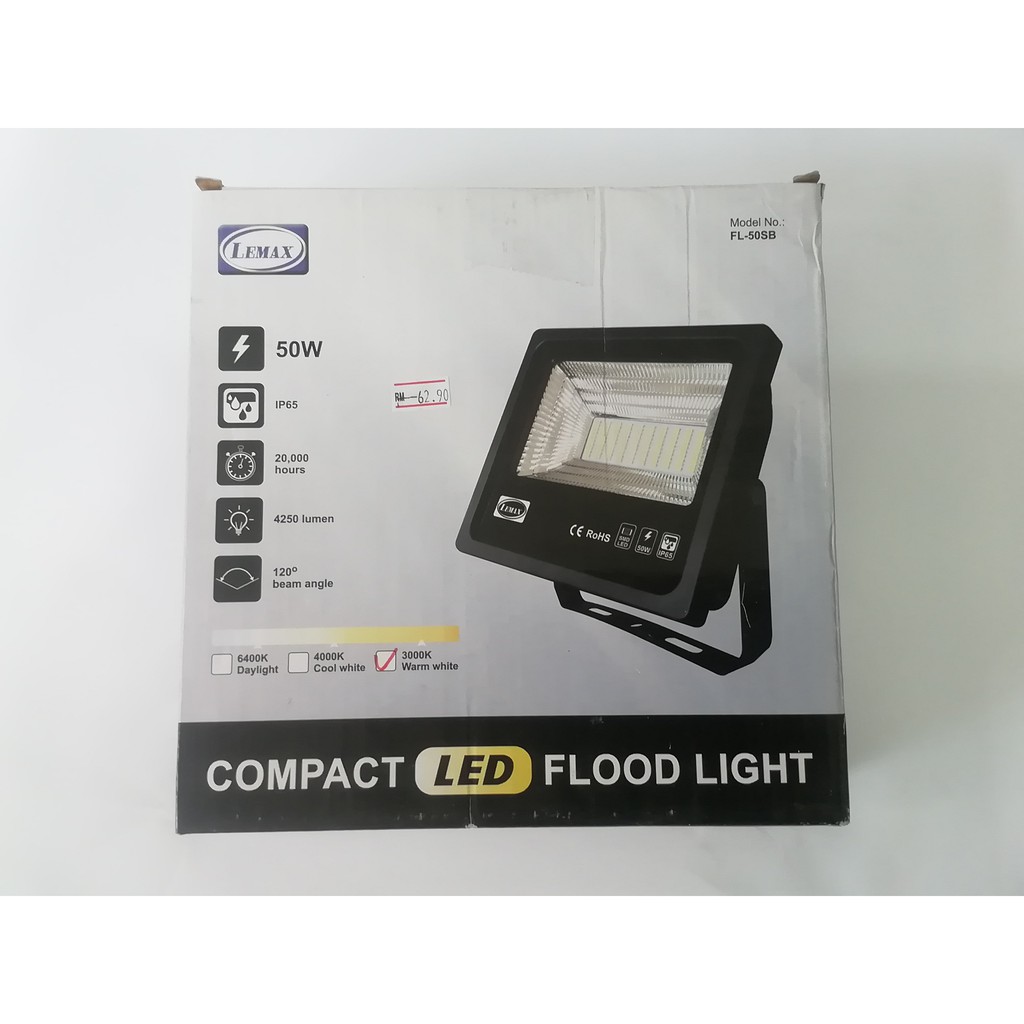 Portable LED IP65 Heavy Duty flood light 50W 3000K warm white 4250 ...