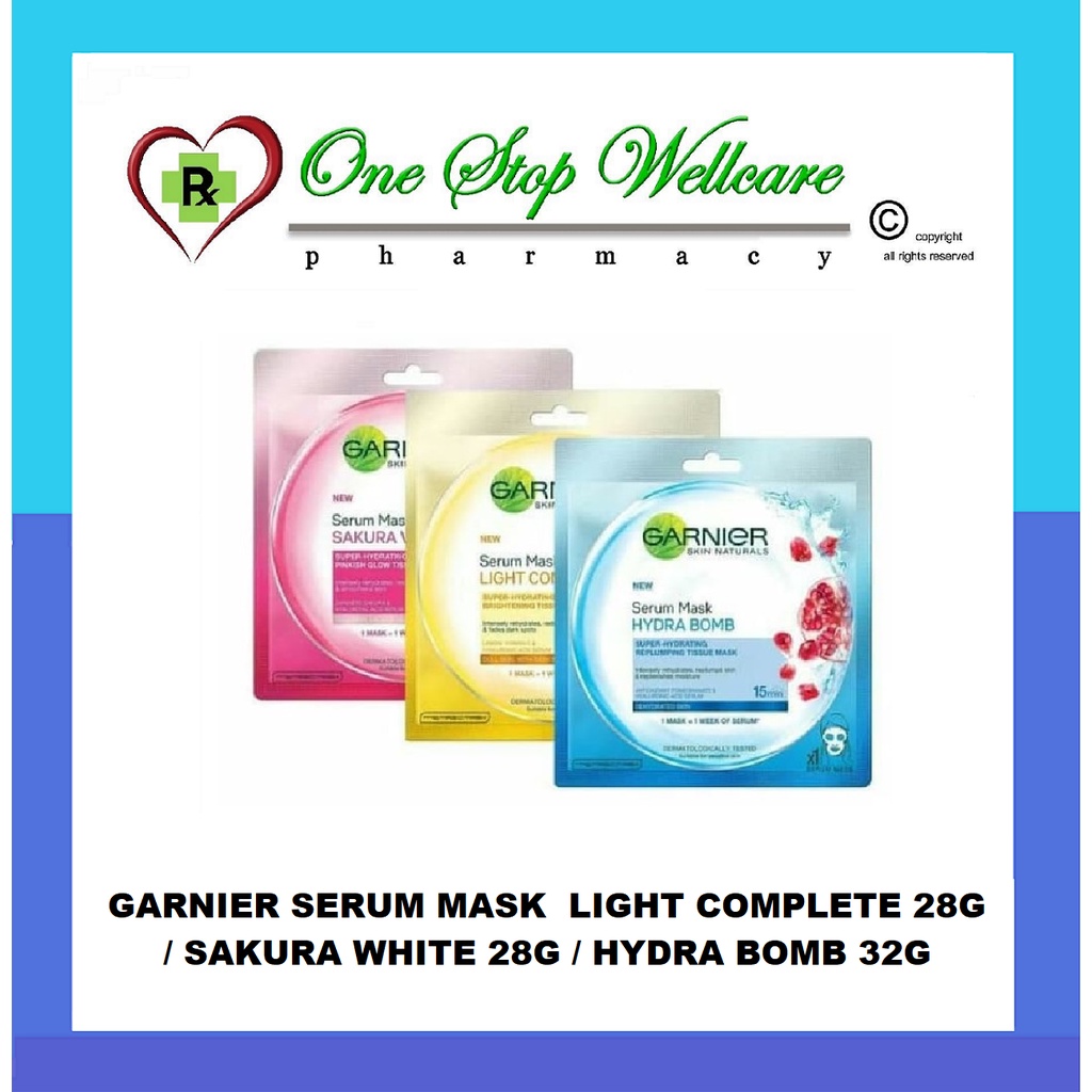 GARNIER SERUM MASK LIGHT COMPLETE 28G / SAKURA GLOW 28G / HYDRA BOMB 32G | Shopee Malaysia