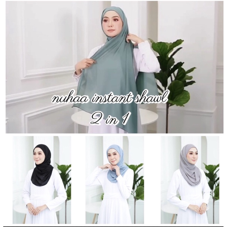 💖Nuhaa Instant Shawl💖Instant Shawl with inner syria 2 in 1🔥🔥 | Shopee ...