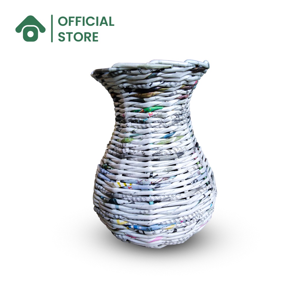 Handicrafts Of Newspaper Woven Flower Vase (NATURAL Newspaper Color ...