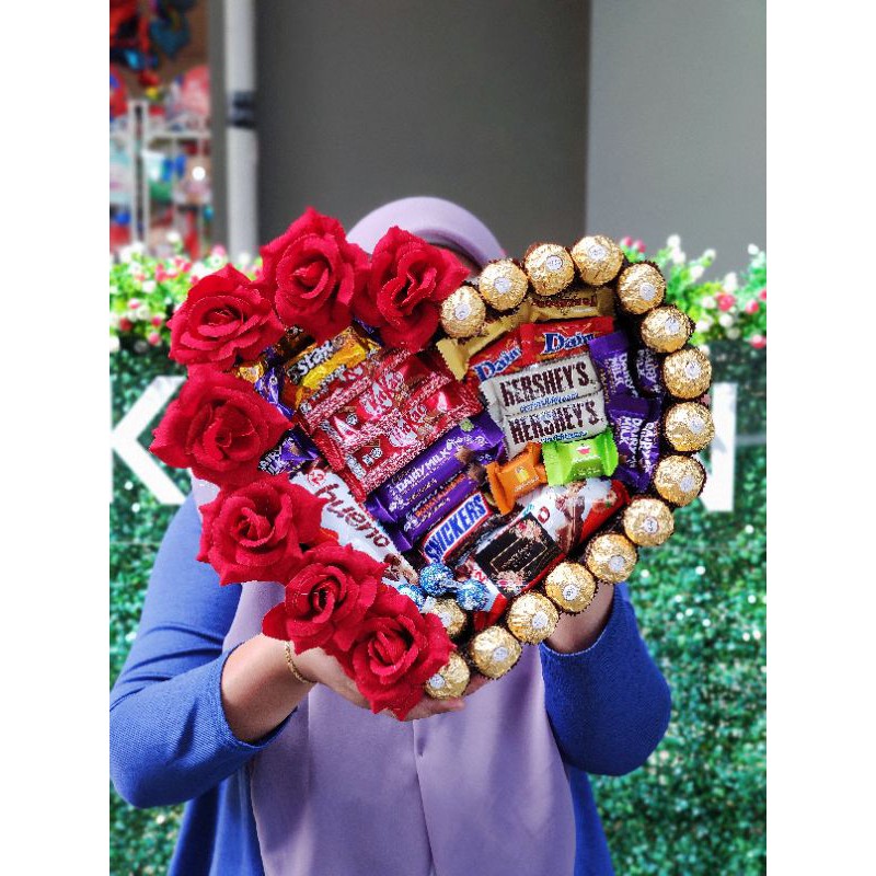 CHOCOLATE BOX BOUQUET FOR GIFT PRESENT HAPPY BIRTHDAY HADIAH HARI JADI ...