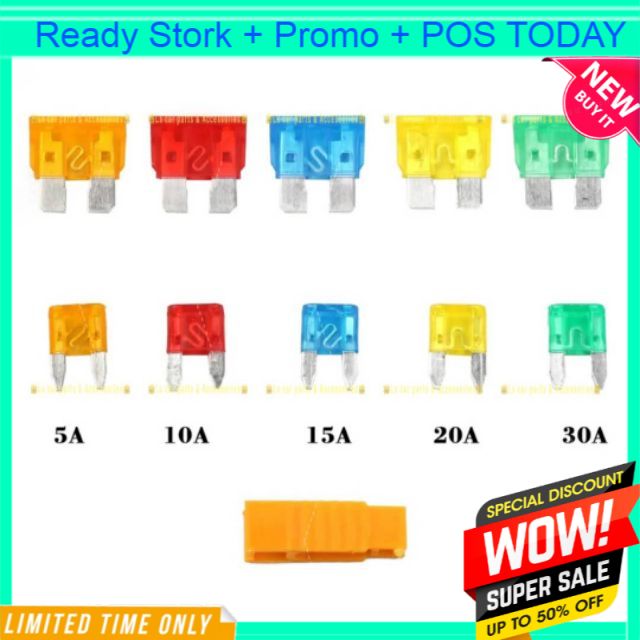 ready stork !! Automotive Car Light Fuse kit Blade Plug in media signal ...