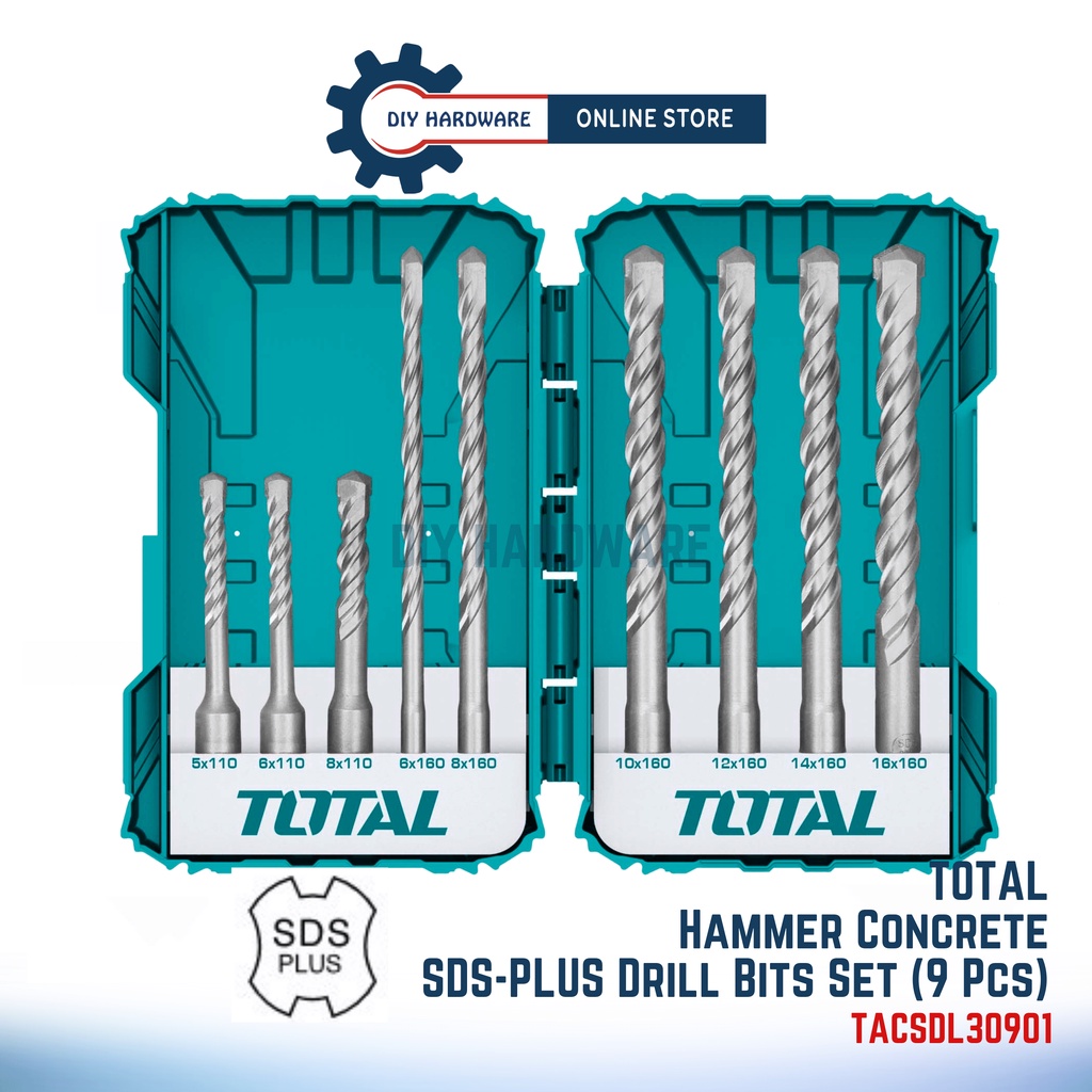 Total Hammer Concrete SDS-PLUS Drill Bits Set (9 Pcs) TACSDL30901 | Shopee Malaysia