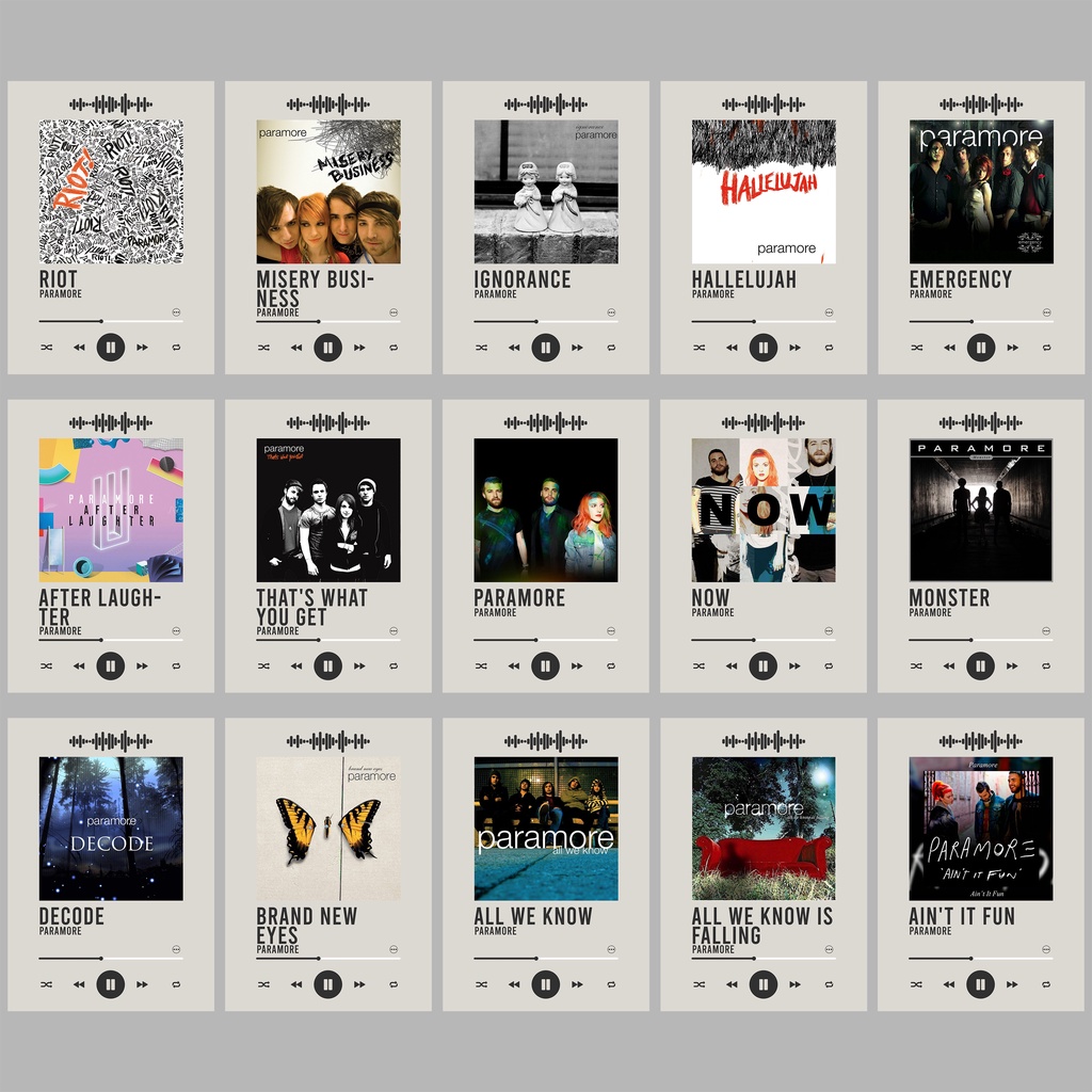 【READY STOCK】Poster Paramore Albums and Singles With Song Barcode ...
