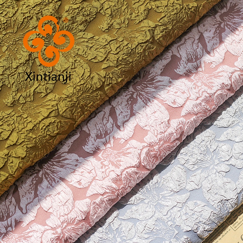 New Jacquard Cloth Bubble Relief Wrinkle Fabric Lily Embossed Diy ...