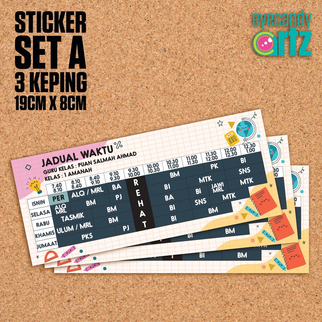 [2025] Sticker Jadual Waktu Sekolah (19cm x 8cm) | Custom School ...