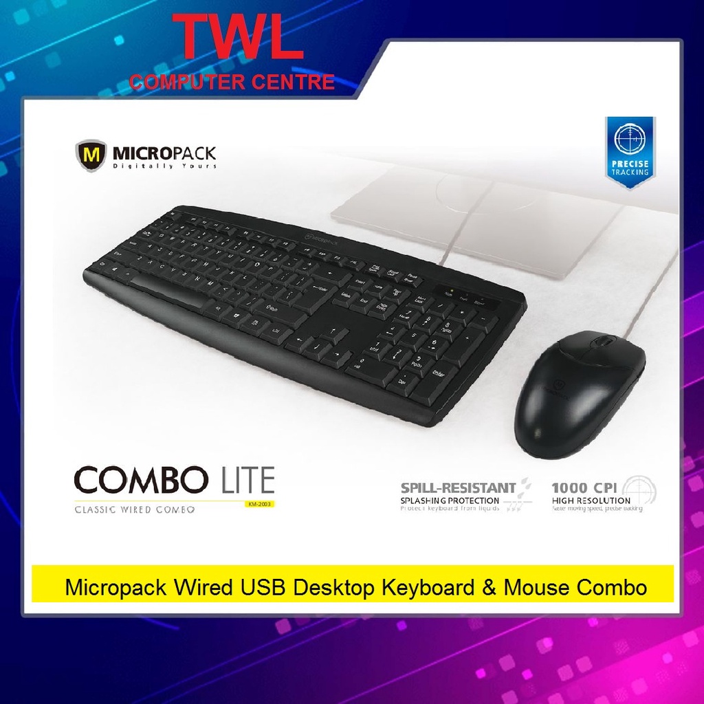 Micropack Wired USB Desktop Keyboard & Mouse Combo KM-2003 | Shopee ...