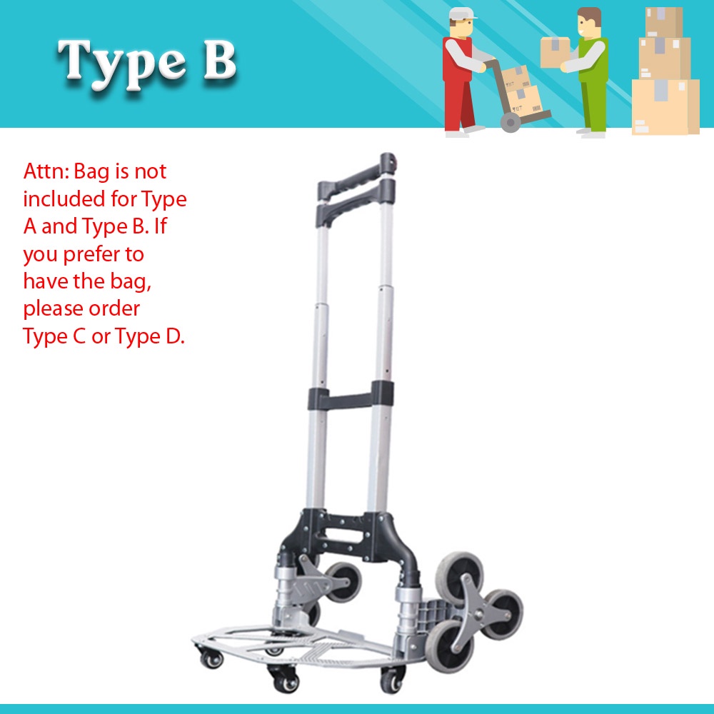 Borong365 Heavy Duty Folding Hand Truck Stair Climbing Tri-Wheel ...