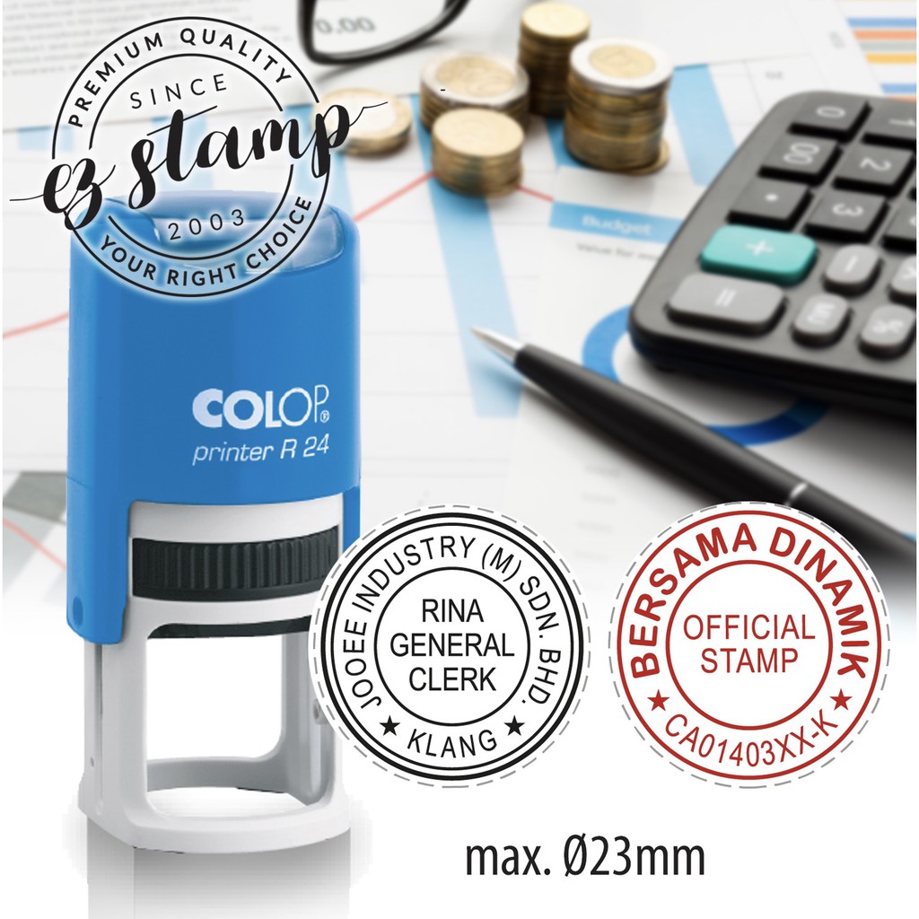 COLOP Printer R 24 Custom Text. RED RUBBER (ø23mm). Ideal stamp for ...