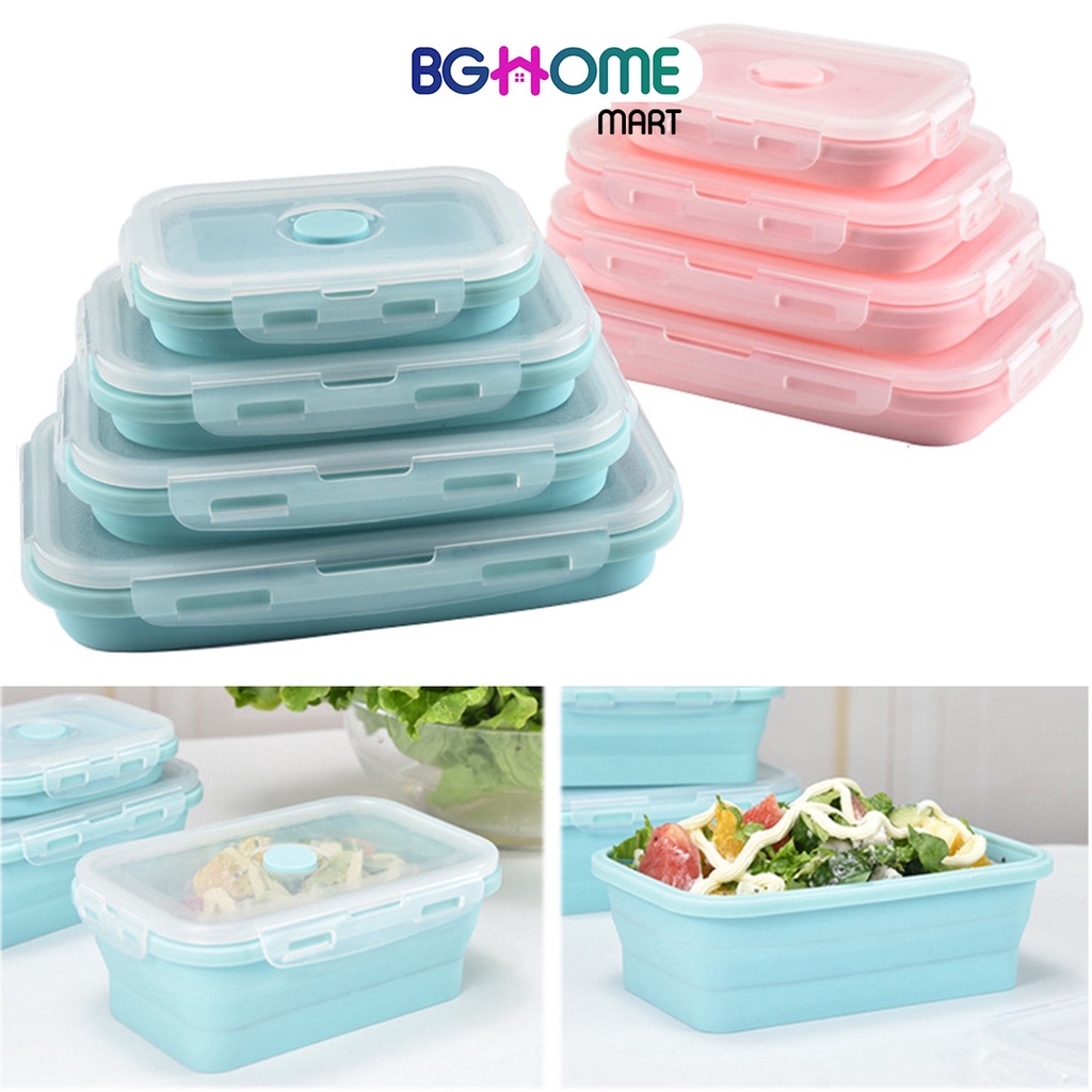 Silicone Collapsible Foldable Tupperware Container Food Grade Storage ...