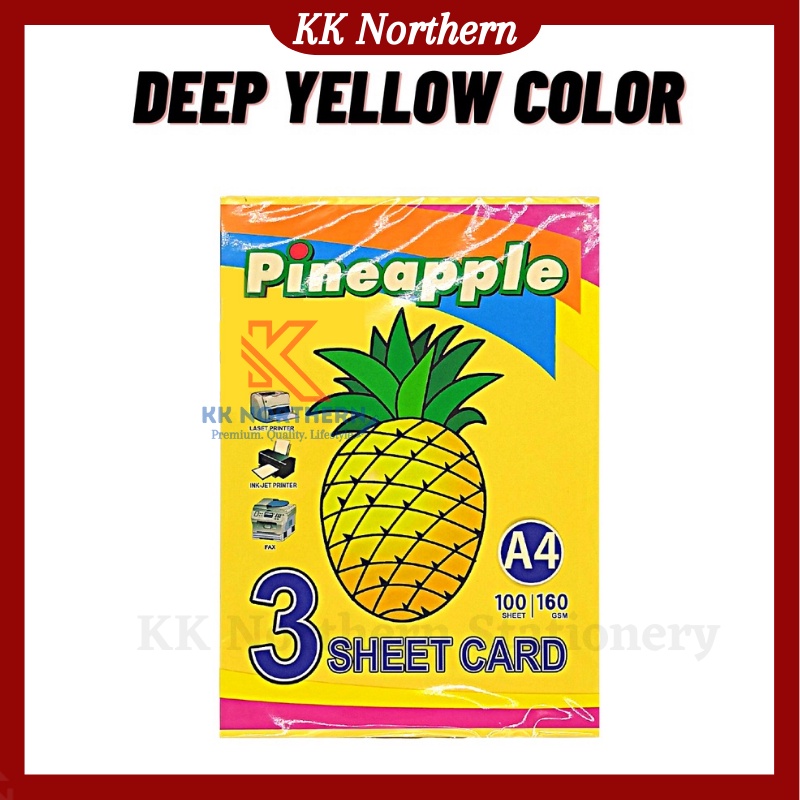 Pineapple 3 Sheet Card A4 Colour Paper 160gsm (100 sheets) Thick Color ...