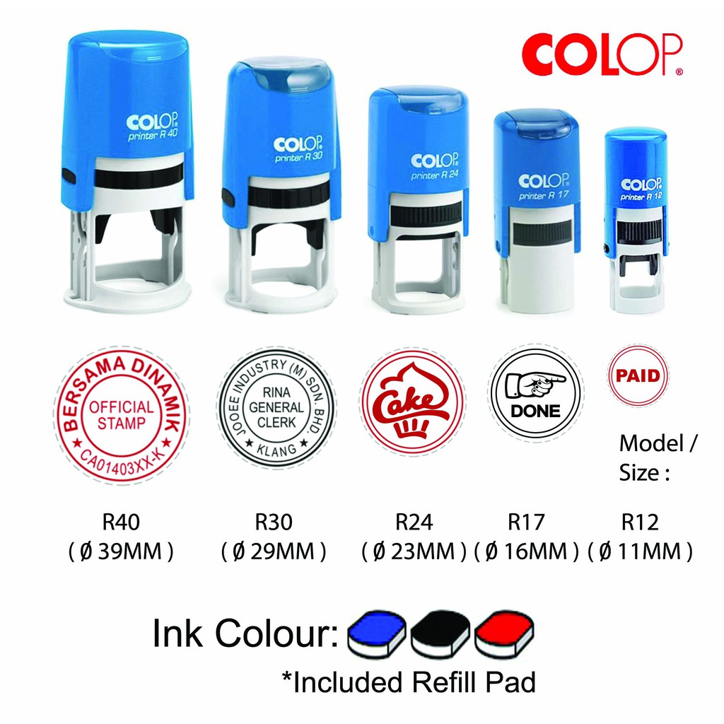 SAME DAY POST OUT COLOP Self-Inking Round R12 R17 R24 R30 R40 | Shopee Malaysia
