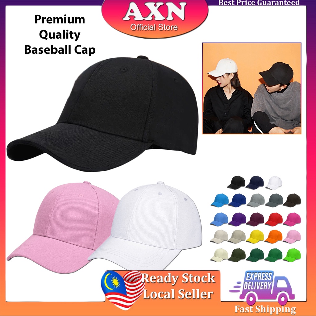 AXN Unisex Plain Baseball Cap Hat Premium Quality Adjustable Strap Topi ...