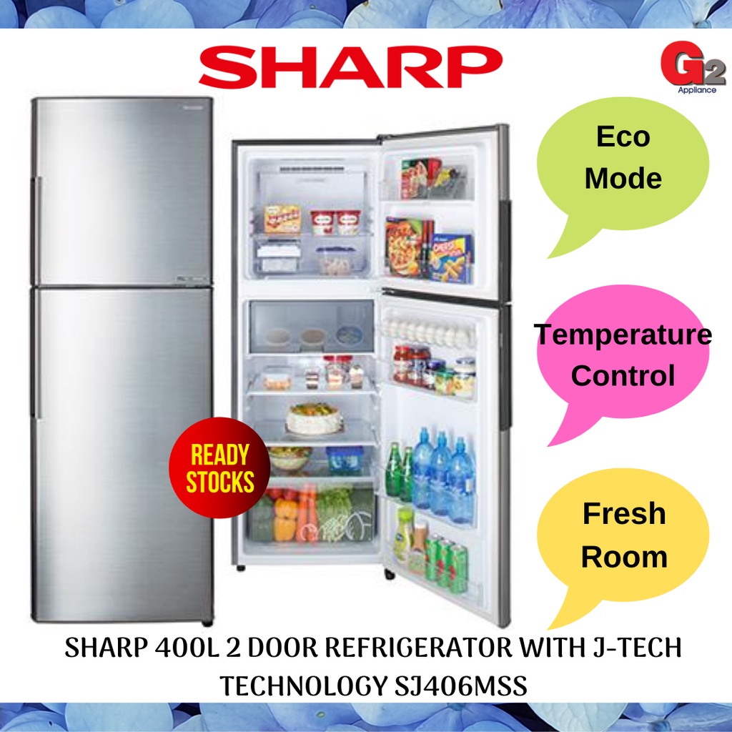 SHARP (Send By Lorry) 400L 2 DOOR REFRIGERATOR WITH J-TECH TECHNOLOGY ...