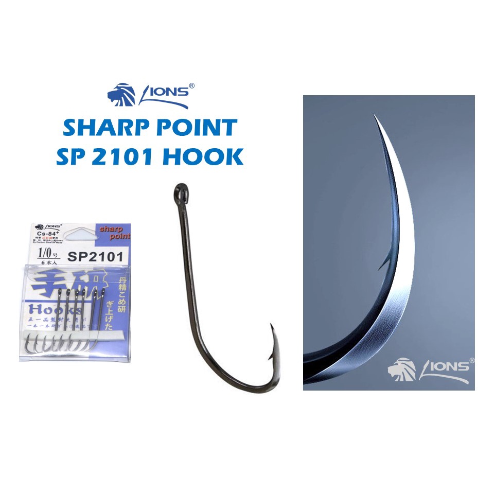 LIONS HOOK CS-84 SHARP POINT SP-2101 (LIVE BAIT HOOK) Super Tajam Mata ...