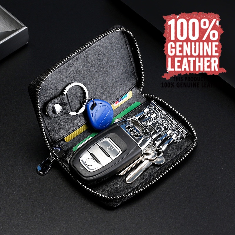 Universal Car Key Holder Premium Genuine Leather Multifunction Smart ...
