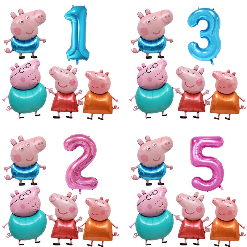 Peppa Pig Baby Shower Number Birthday Balloons Kid Party Supplies ...