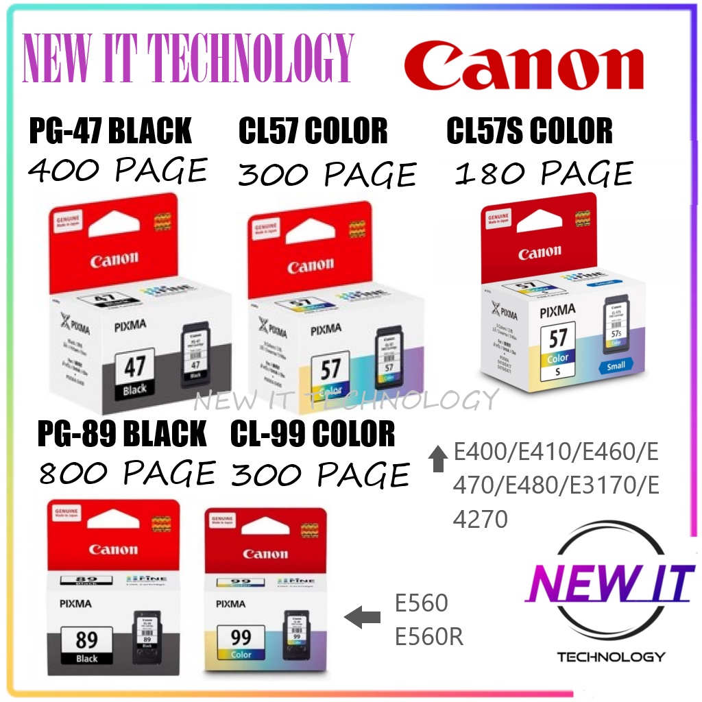 CANON PG 47 CL-57S CL-57 PG-88 CL-98 PG-89 CL-99 PG-745 PG-745S CL-746 ...